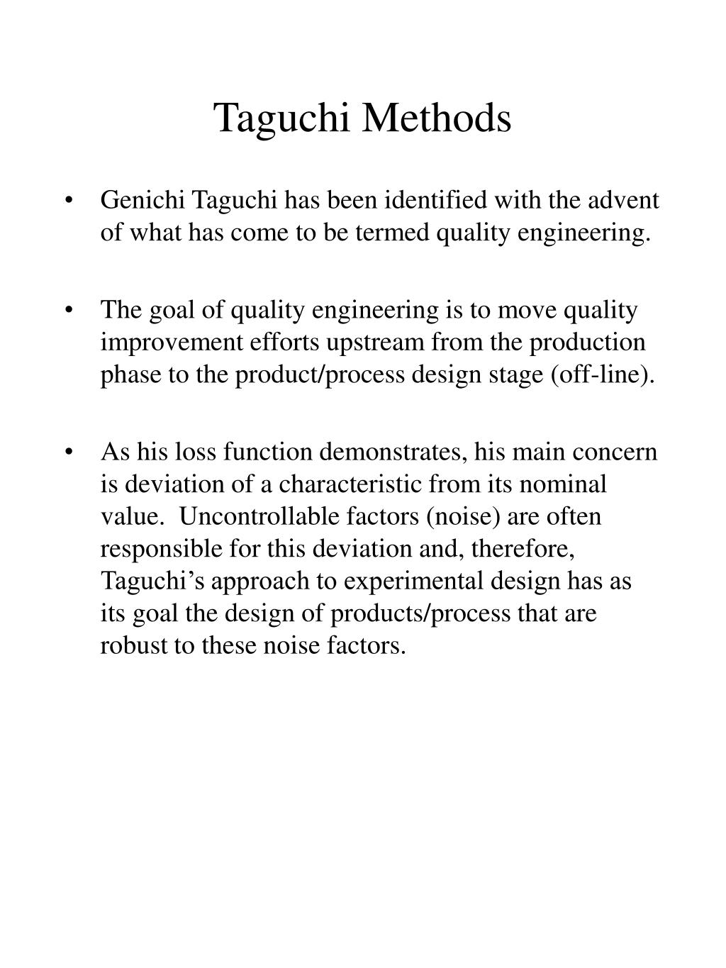 PPT - Taguchi Methods PowerPoint Presentation, free download - ID:170059