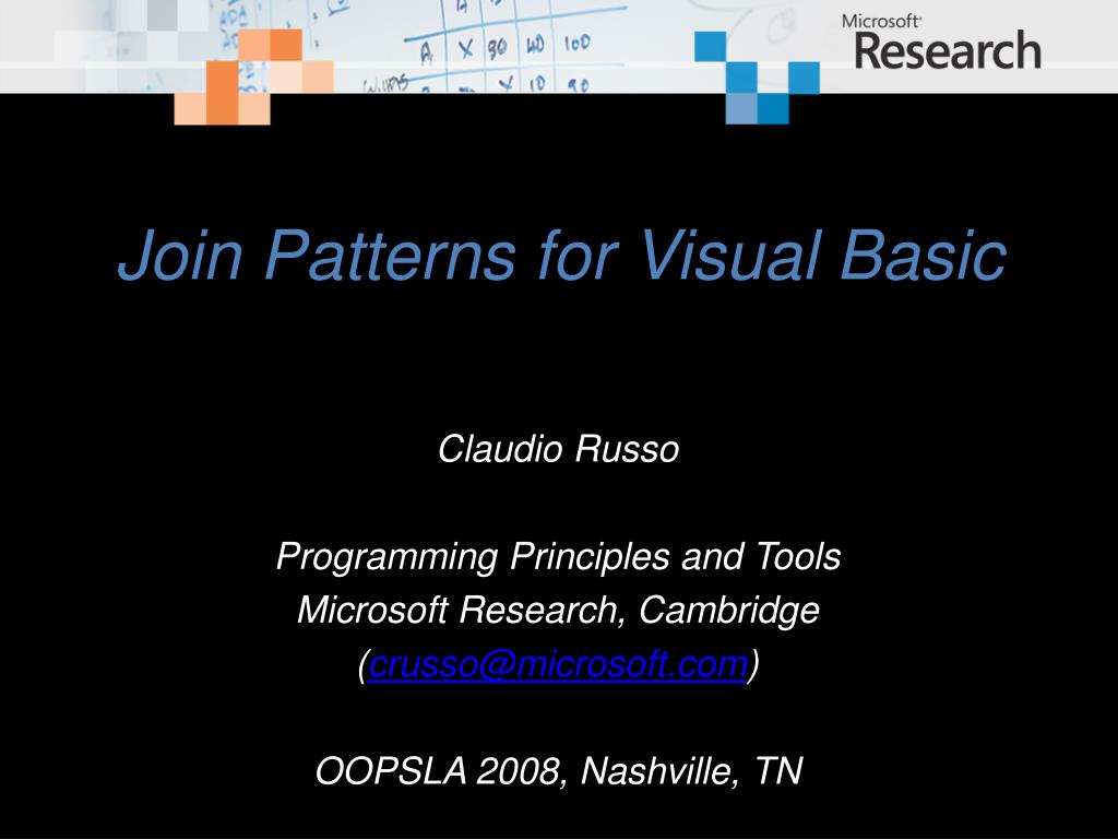 PPT - Join Patterns for Visual Basic PowerPoint Presentation, free ...