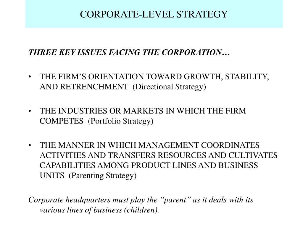 PPT - CORPORATE-LEVEL STRATEGY PowerPoint Presentation, free download ...