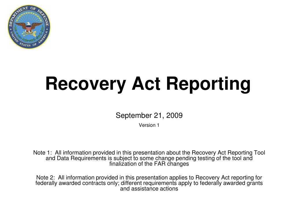 PPT - Recovery Act Reporting PowerPoint Presentation, free download ...