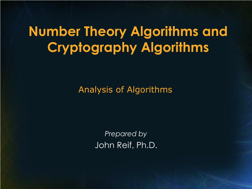 PPT - Number Theory Algorithms and Cryptography Algorithms PowerPoint ...