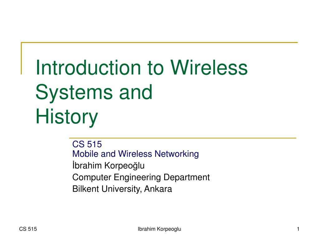 PPT - Introduction to Wireless Systems and History PowerPoint ...