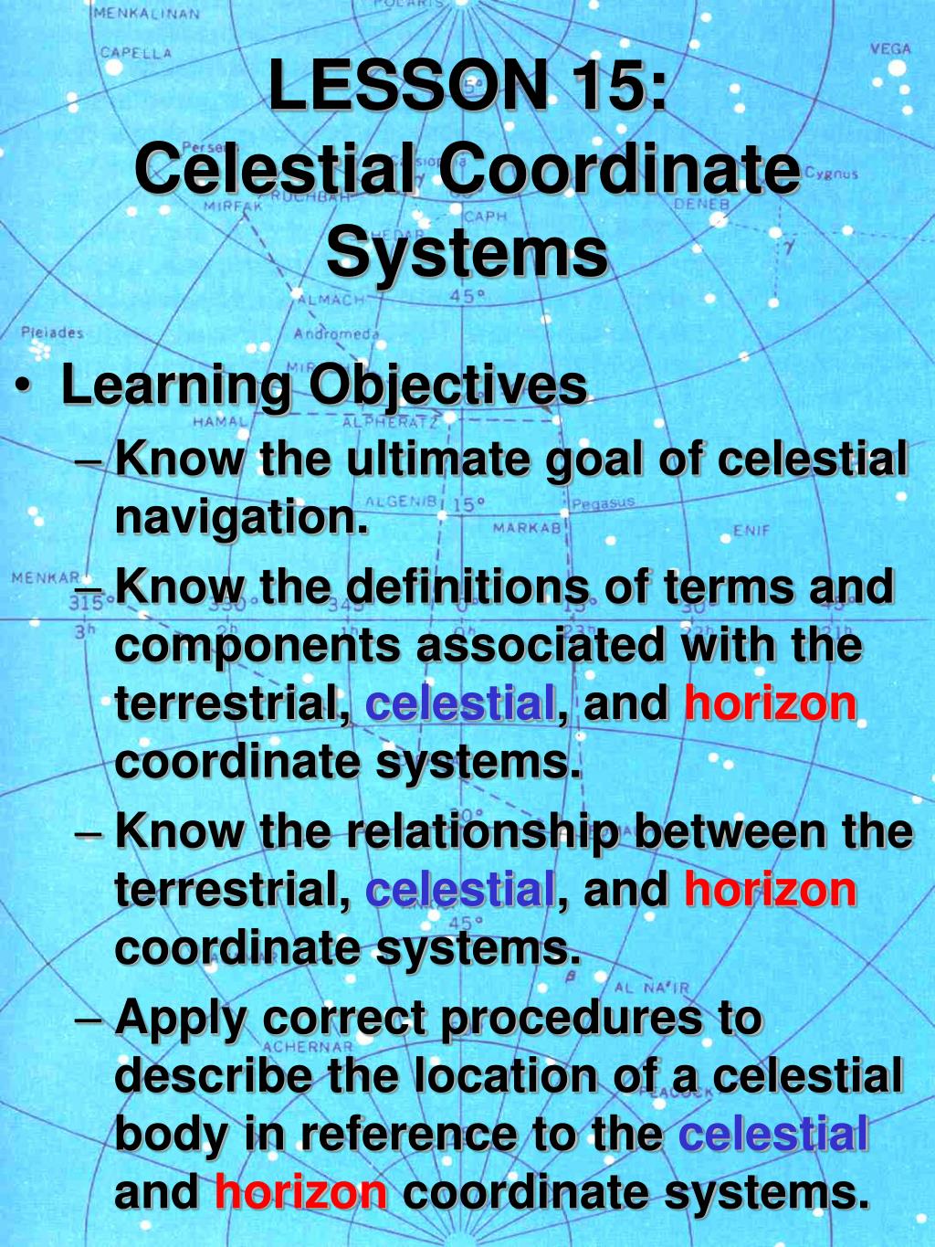PPT - LESSON 15: Celestial Coordinate Systems PowerPoint Presentation ...