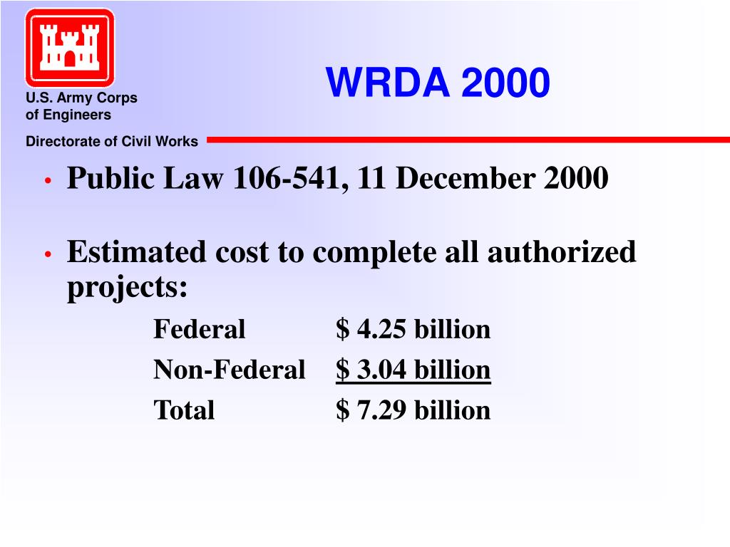 PPT - WRDA 2000 PowerPoint Presentation, free download - ID:200233
