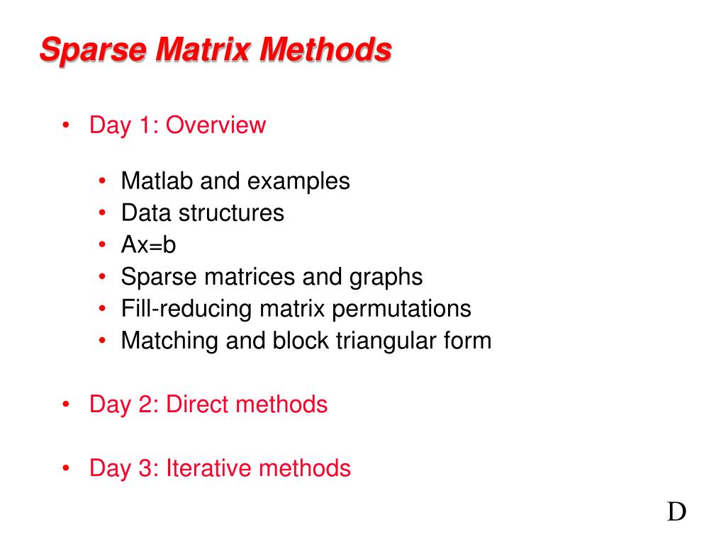 PPT - Sparse Matrix Methods PowerPoint Presentation, free download - ID ...