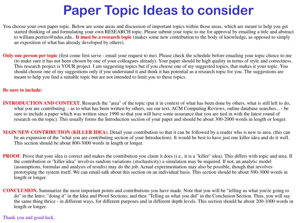 PPT - Paper Topic Ideas to consider PowerPoint Presentation, free ...