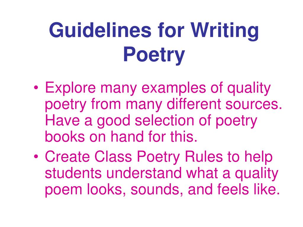 PPT - Guidelines for Writing Poetry PowerPoint Presentation, free ...