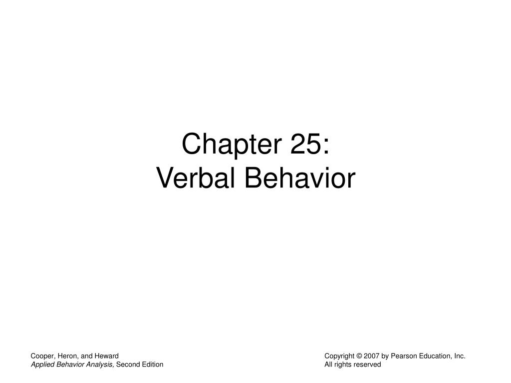 PPT - Chapter 25: Verbal Behavior PowerPoint Presentation, free ...