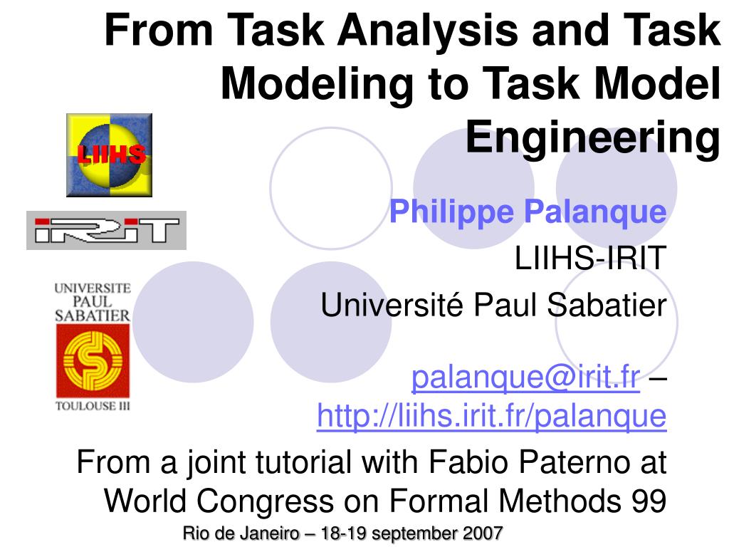 PPT - From Task Analysis and Task Modeling to Task Model Engineering ...