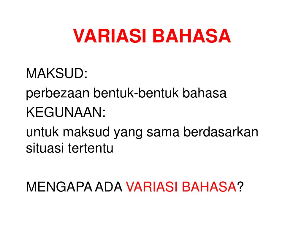 PPT - VARIASI BAHASA PowerPoint Presentation, free download - ID:221445
