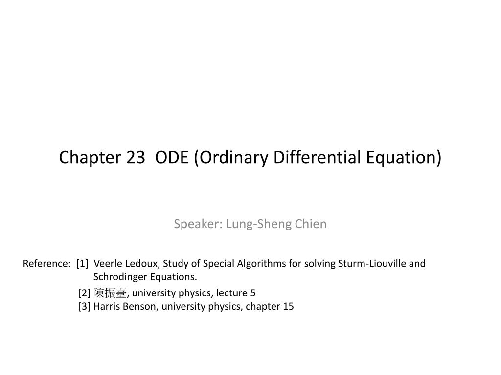 PPT - Chapter 23 ODE (Ordinary Differential Equation) PowerPoint ...