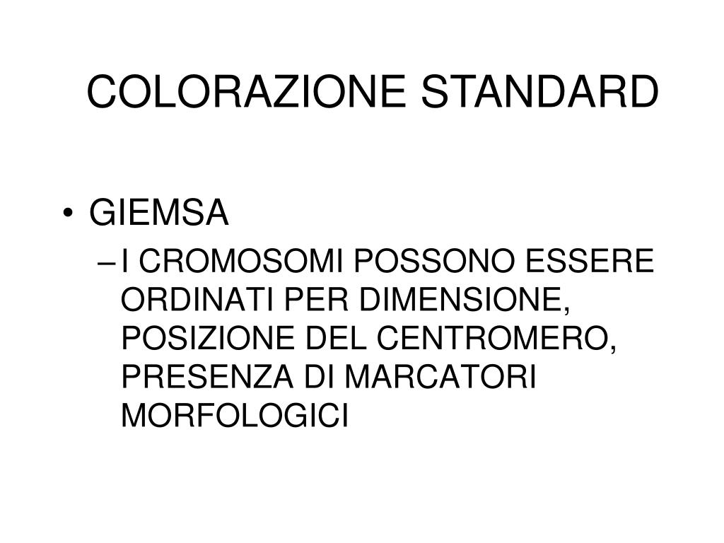 PPT - GIEMSA I CROMOSOMI POSSONO ESSERE ORDINATI PER DIMENSIONE ...