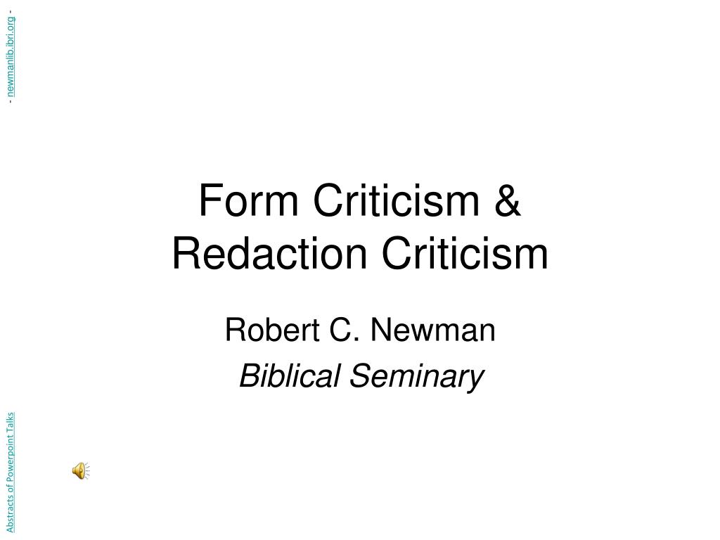 PPT - Form Criticism & Redaction Criticism PowerPoint Presentation - ID ...