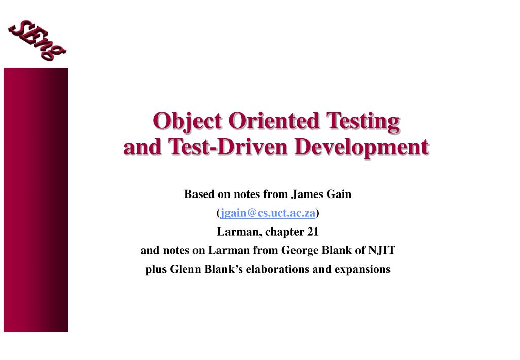 PPT - Object Oriented Testing and Test-Driven Development PowerPoint ...