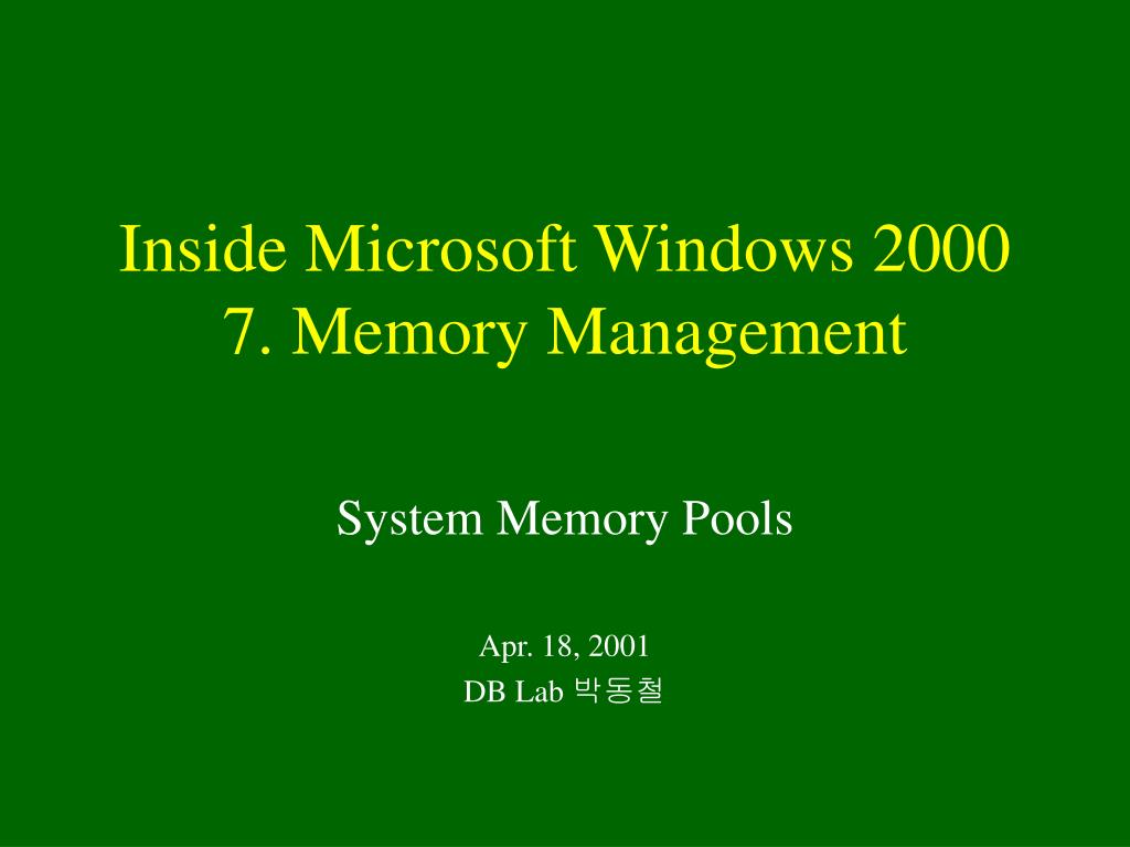PPT - Inside Microsoft Windows 2000 7. Memory Management PowerPoint ...