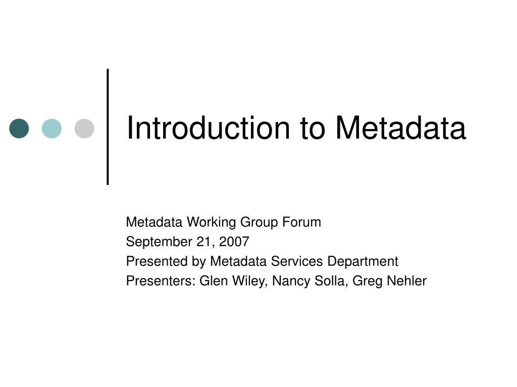 PPT - Introduction to Metadata PowerPoint Presentation, free download ...