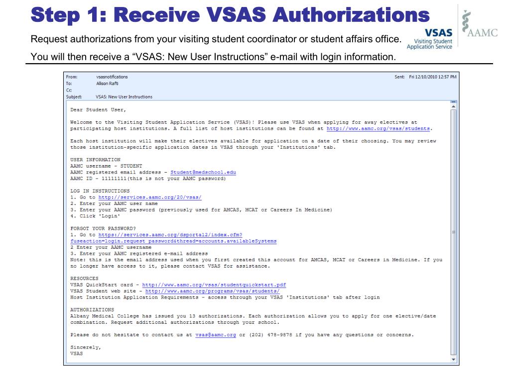 PPT - Step 1: Receive VSAS Authorizations PowerPoint Presentation, free ...