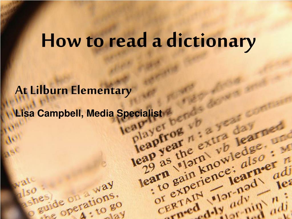 PPT - How to read a dictionary PowerPoint Presentation, free download ...
