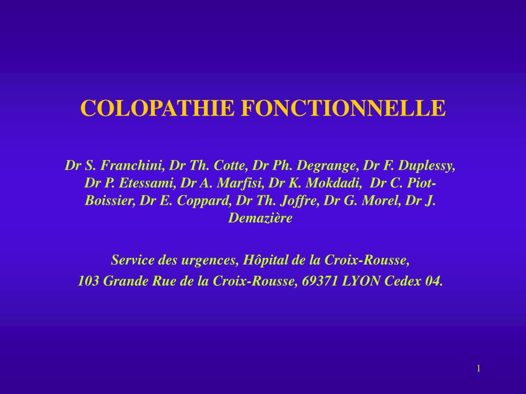 PPT - COLOPATHIE FONCTIONNELLE PowerPoint Presentation, free download ...