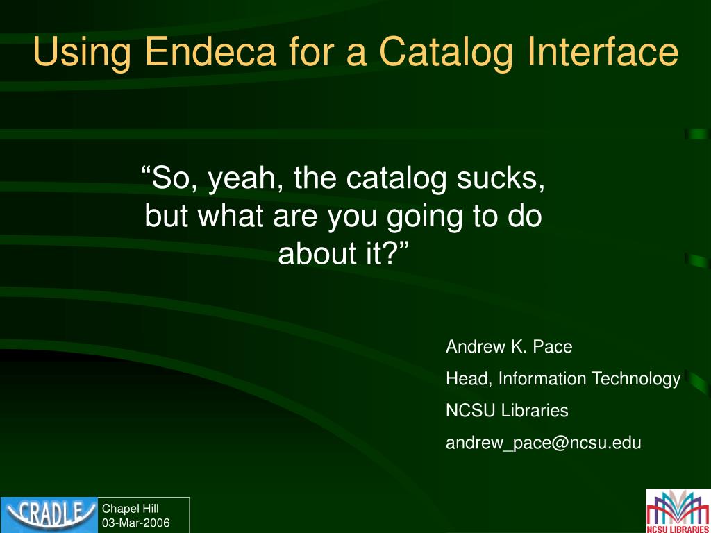 PPT - Using Endeca for a Catalog Interface PowerPoint Presentation ...