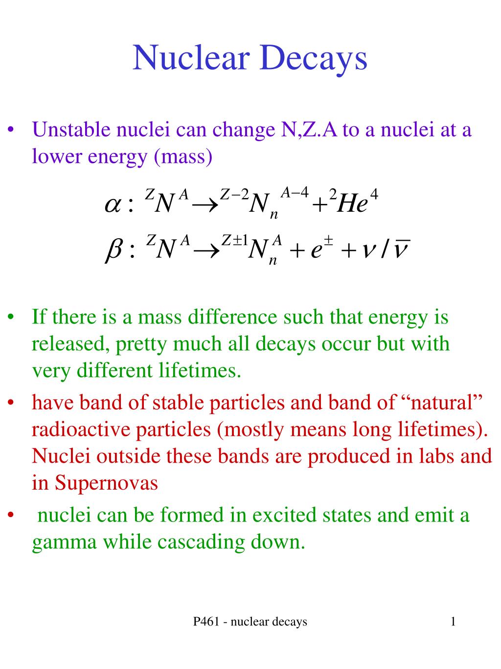 PPT - Nuclear Decays PowerPoint Presentation, free download - ID:243288