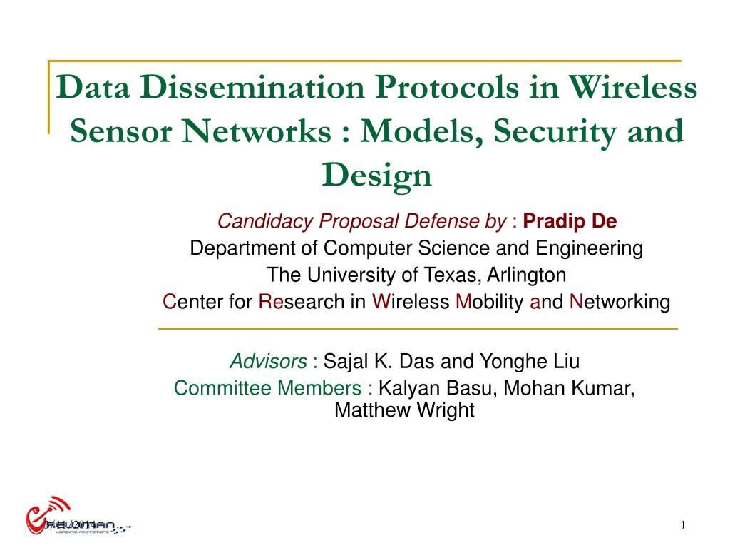 PPT - Data Dissemination Protocols in Wireless Sensor Networks : Models ...