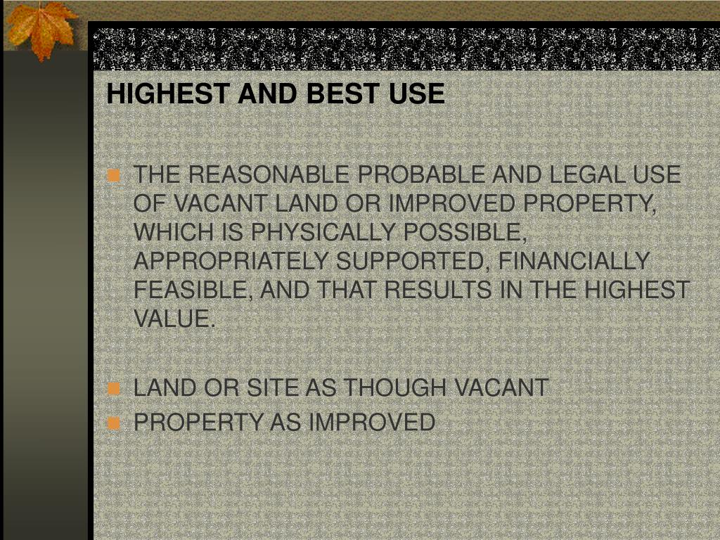 PPT - HIGHEST AND BEST USE PowerPoint Presentation, free download - ID ...