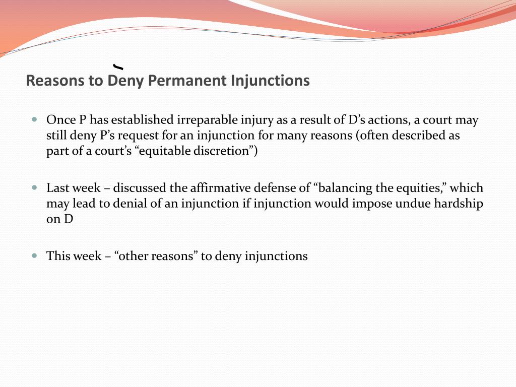 PPT - Reasons to Deny Permanent Injunctions PowerPoint Presentation ...