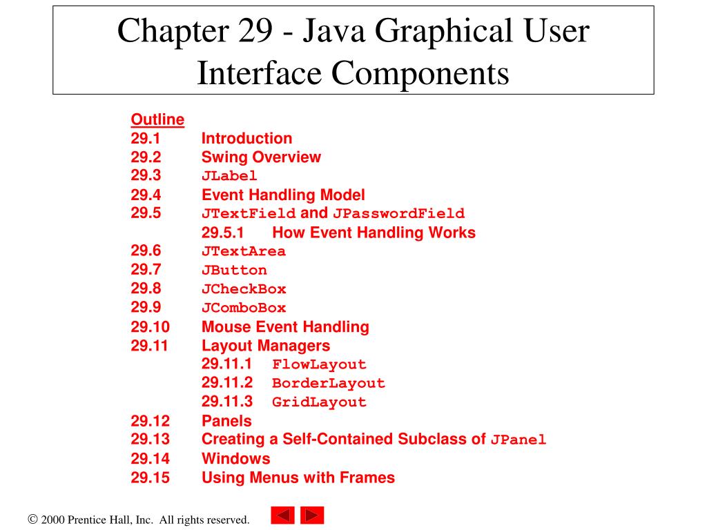 PPT - Chapter 29 - Java Graphical User Interface Components PowerPoint ...