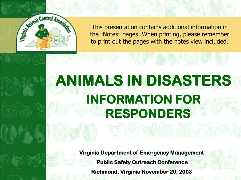 PPT - ANIMALS IN DISASTERS INFORMATION FOR RESPONDERS PowerPoint ...
