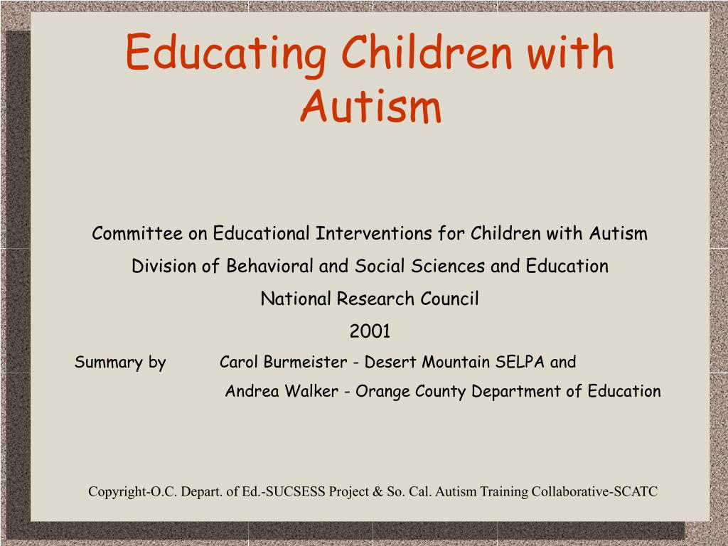 PPT - Educating Children with Autism PowerPoint Presentation, free ...