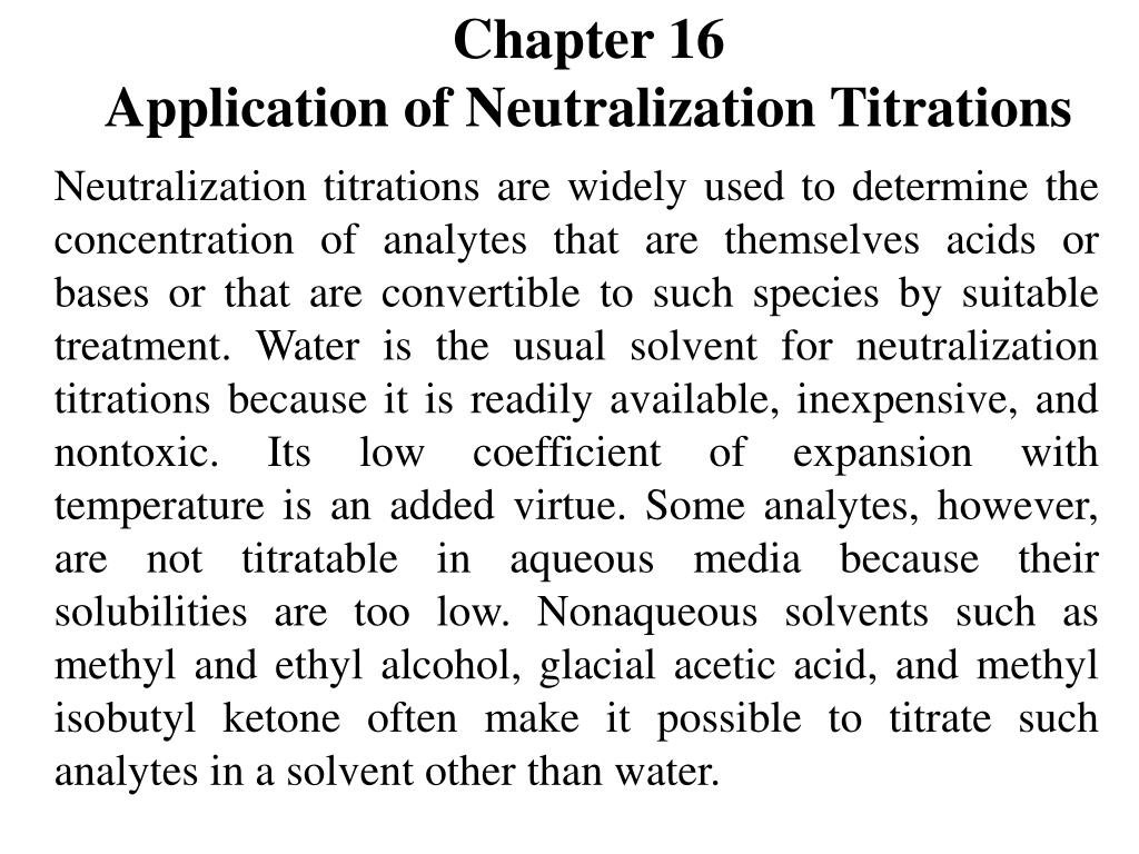 PPT - Chapter 16 Application of Neutralization Titrations PowerPoint ...