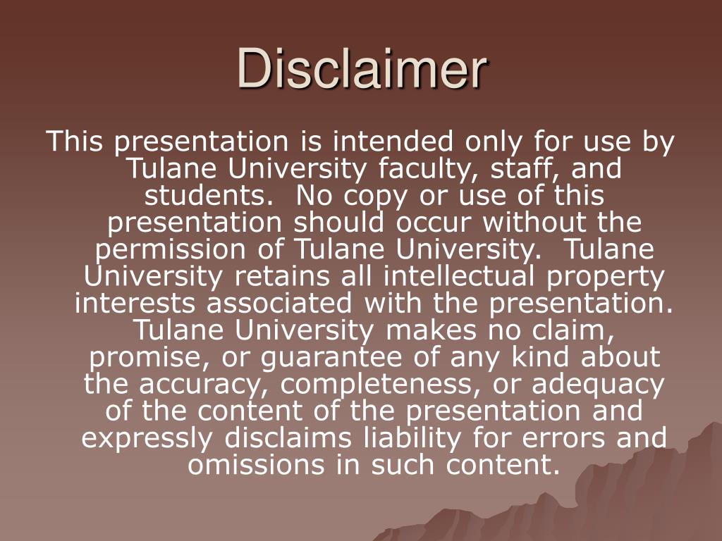PPT - Disclaimer PowerPoint Presentation, free download - ID:273432