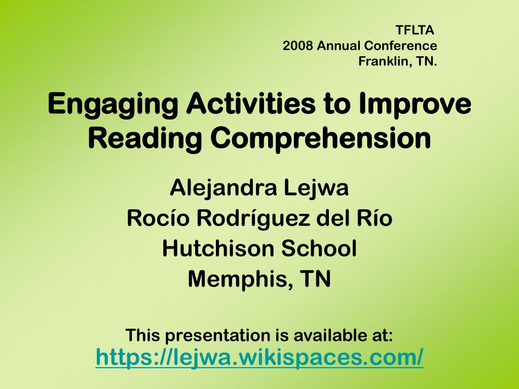 PPT - Engaging Activities to Improve Reading Comprehension PowerPoint Presentation - ID:277600