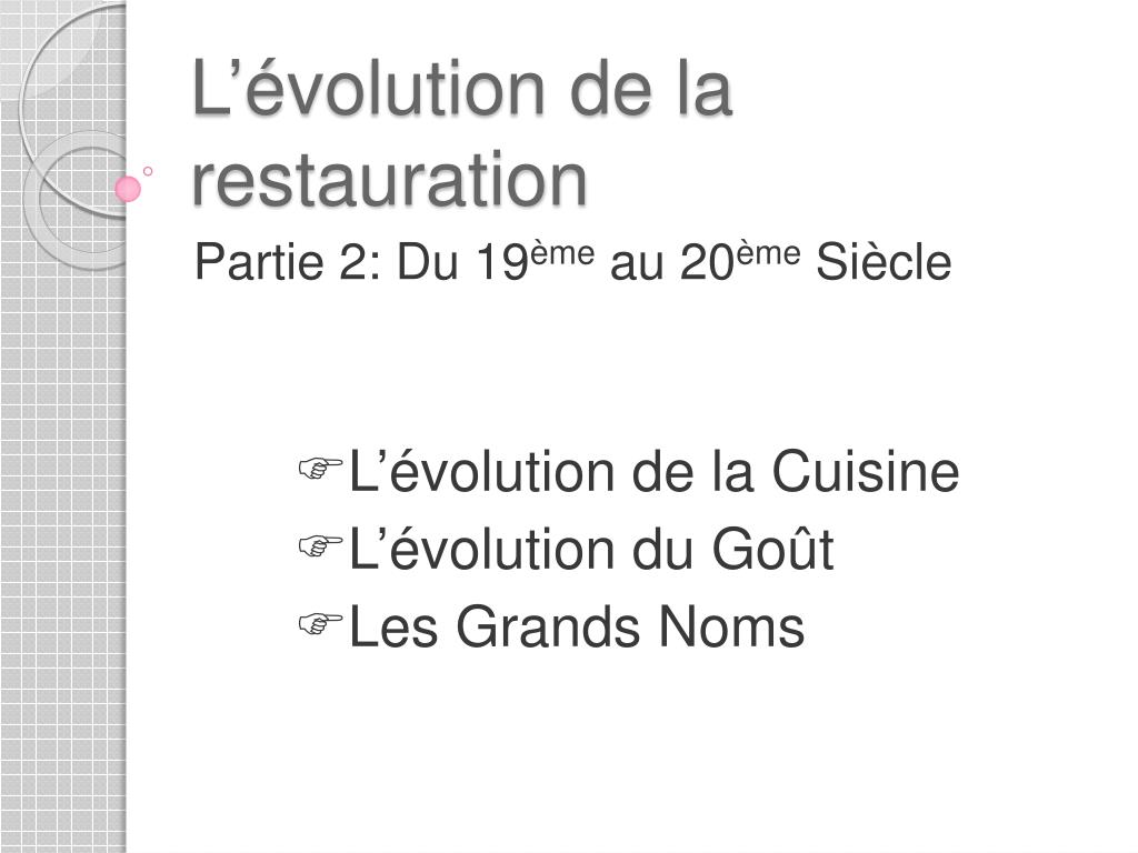 PPT - L’évolution de la restauration PowerPoint Presentation, free ...