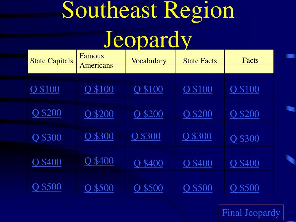 PPT - Southeast Region Jeopardy PowerPoint Presentation, free download ...