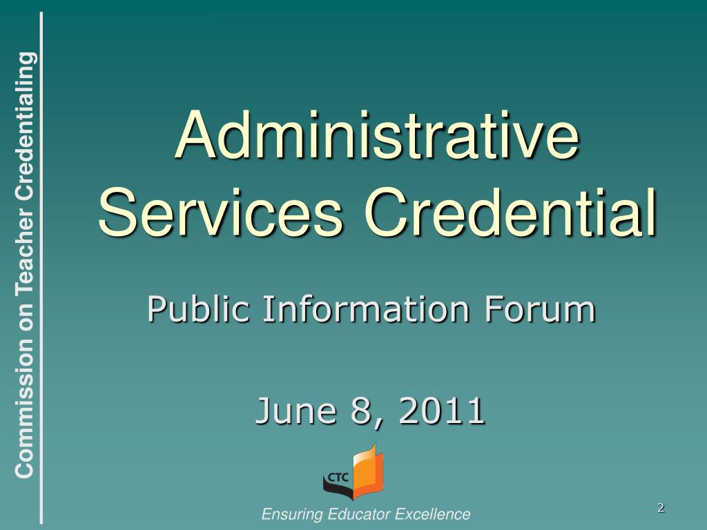 PPT - Administrative Services Credential PowerPoint Presentation, free ...