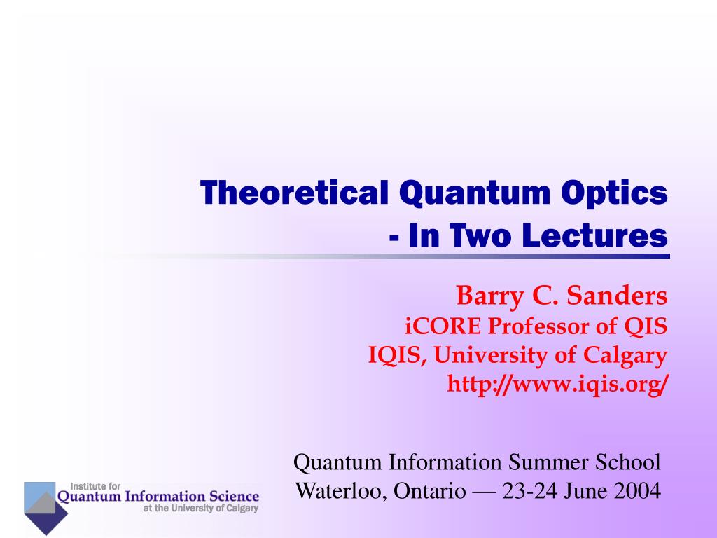 PPT - Theoretical Quantum Optics - In Two Lectures PowerPoint ...