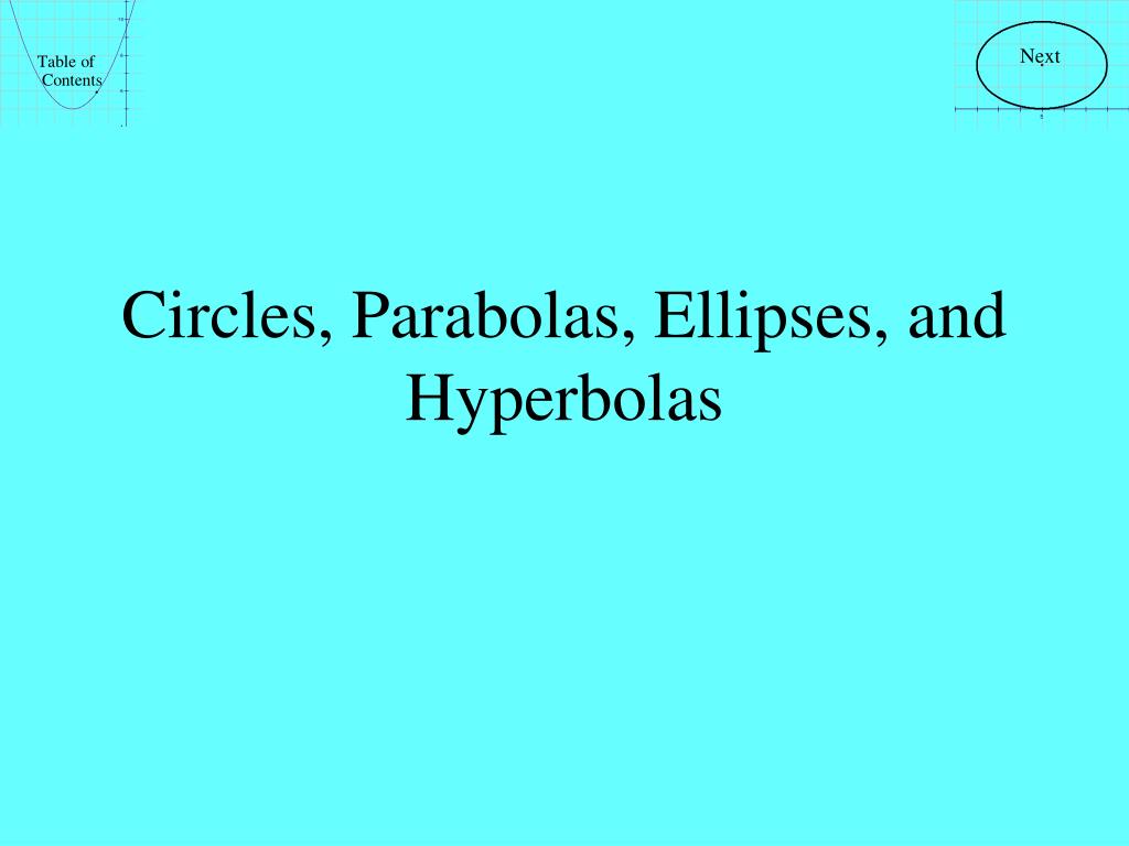 PPT - Circles, Parabolas, Ellipses, and Hyperbolas PowerPoint ...