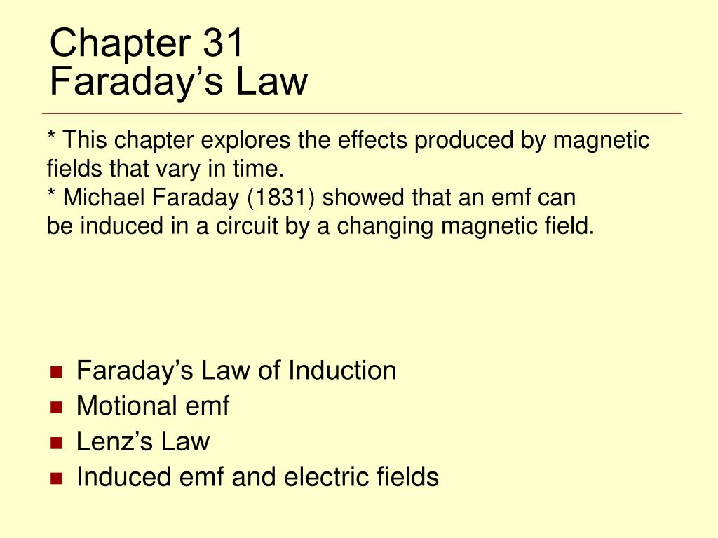 PPT - Chapter 31 Faraday’s Law PowerPoint Presentation, free download ...