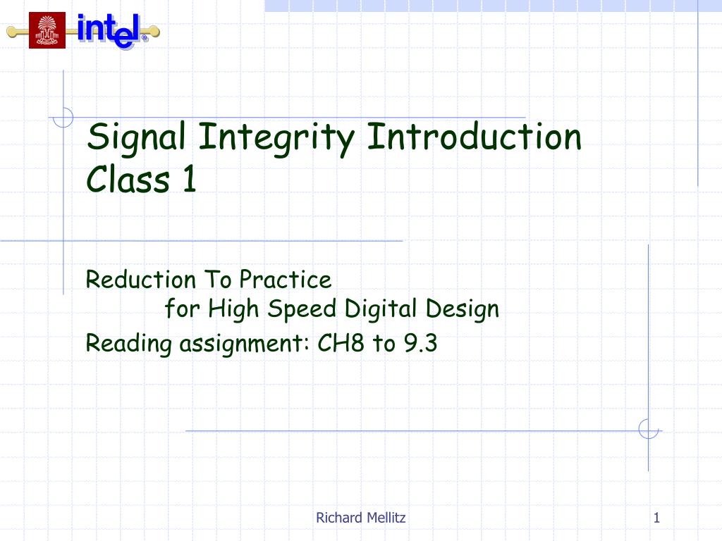 PPT - Signal Integrity Introduction Class 1 PowerPoint Presentation ...