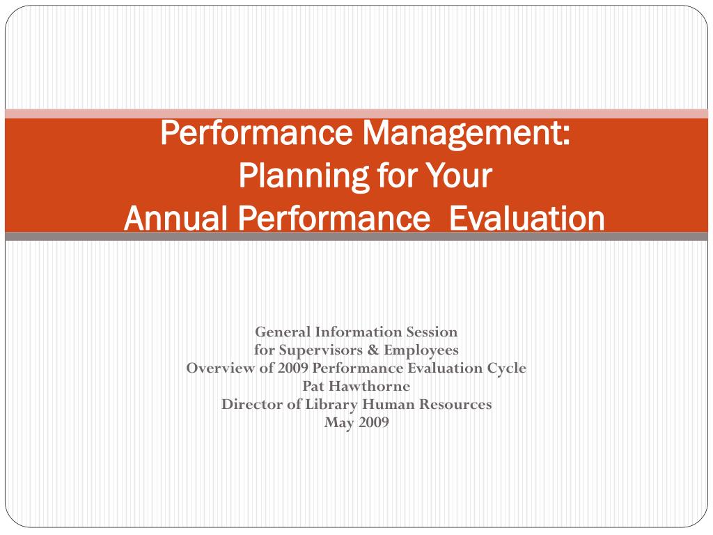 PPT - Performance Management: Planning for Your Annual Performance ...