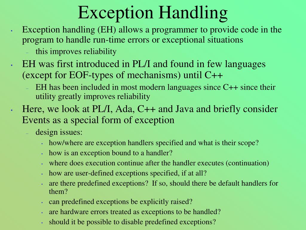 PPT - Exception Handling PowerPoint Presentation, free download - ID:312907