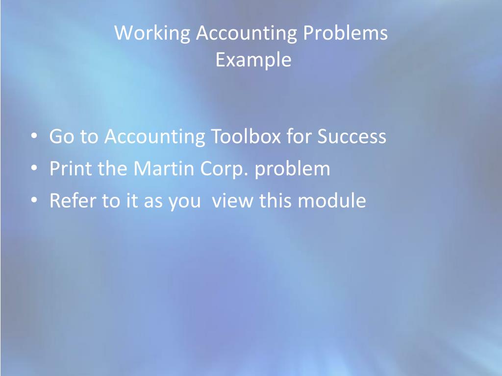 PPT - Working Accounting Problems Example PowerPoint Presentation, free ...