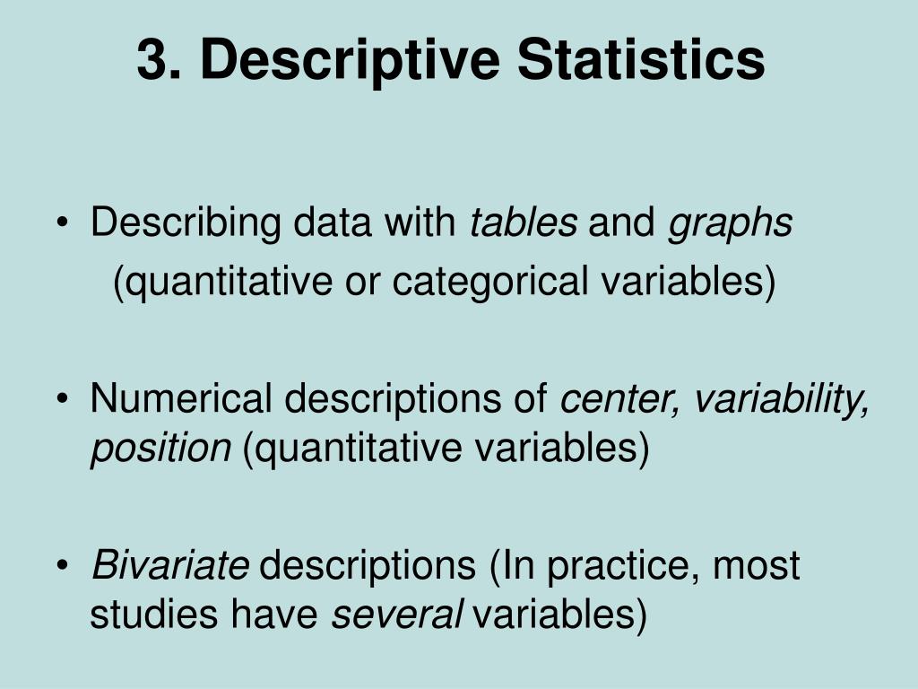 PPT - 3. Descriptive Statistics PowerPoint Presentation, free download ...