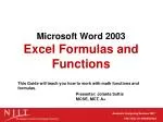 PPT - Excel – Chapter 2 Formulas and Functions PowerPoint Presentation ...