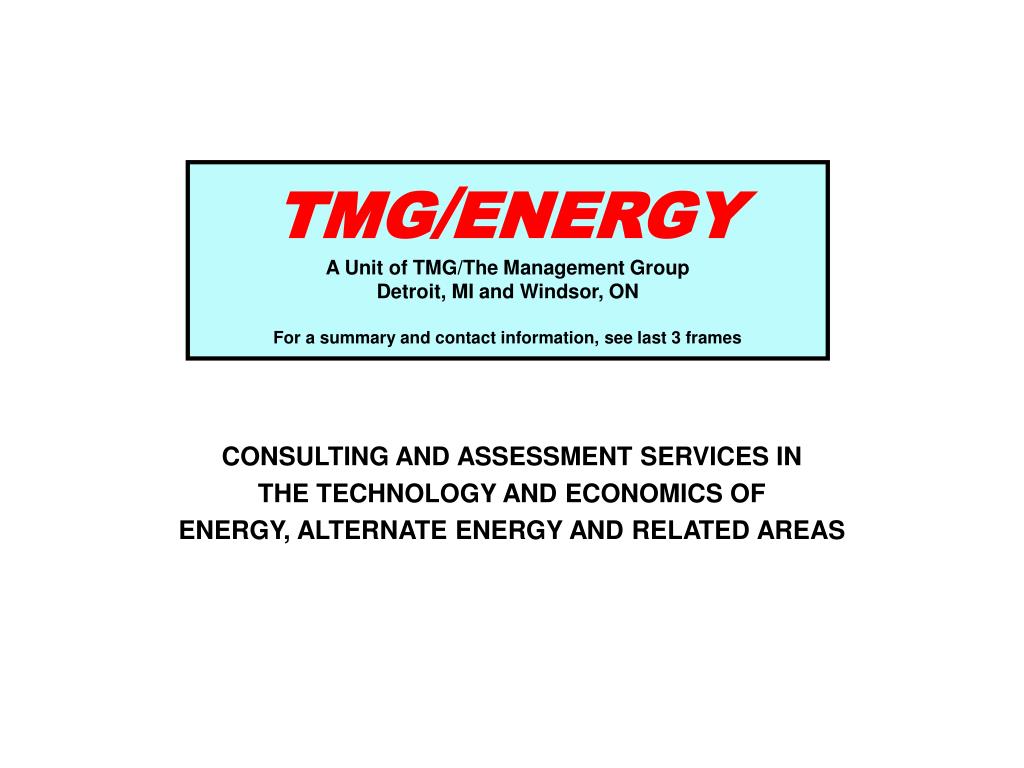 PPT - TMG / ENERGY A Unit of TMG/The Management Group Detroit, MI and ...