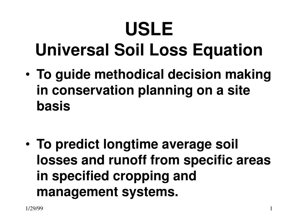 PPT - USLE Universal Soil Loss Equation PowerPoint Presentation, free ...