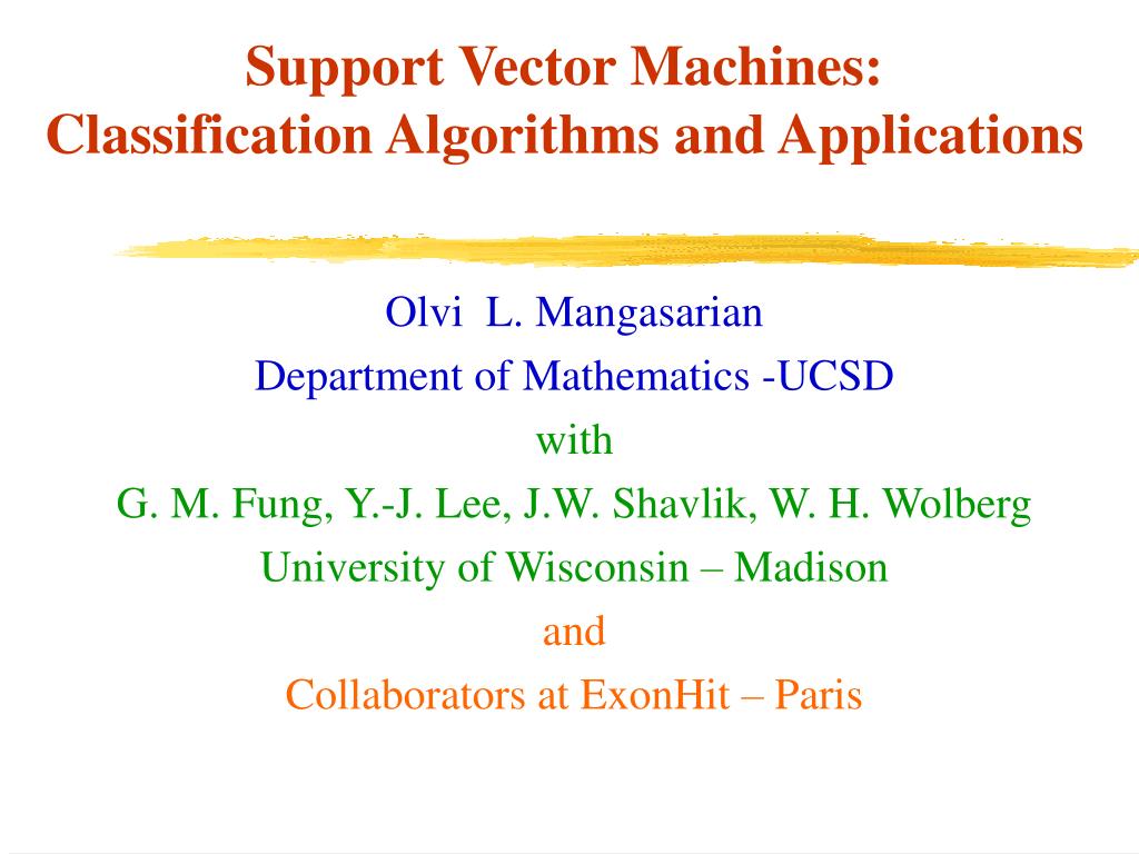 Ppt Support Vector Machines Classification Algorithms And Applications Powerpoint