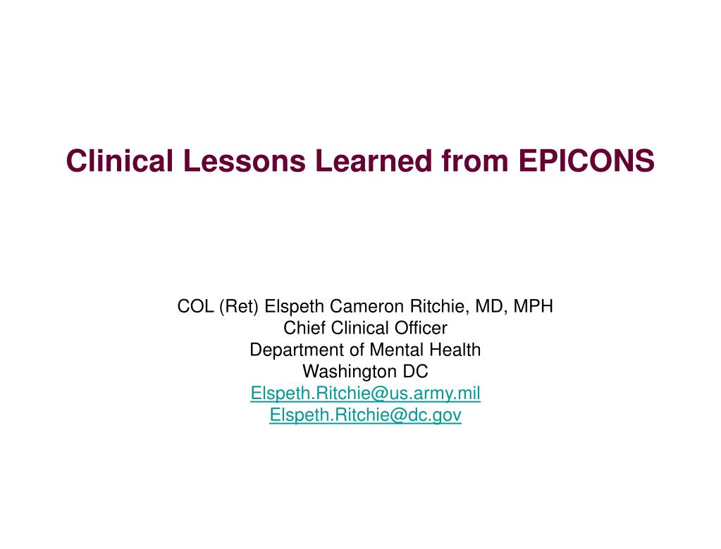 PPT - Clinical Lessons Learned from EPICONS PowerPoint Presentation ...